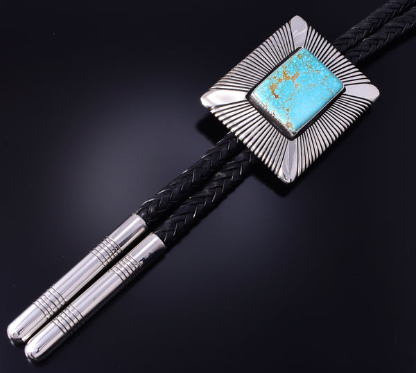 Silver & #8 Spiderweb Turquoise Navajo Men's Bolo Tie by Erick Begay 5 ...