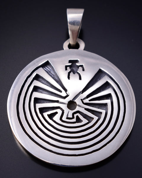 Silver Hopi Handmade Man in the Maze Pendant by Gerald Lomaventema 5H2 ...
