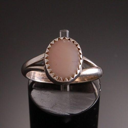 Silver Pink Mussel Shell Rings | Native American Jewelry | Erick Begay ...